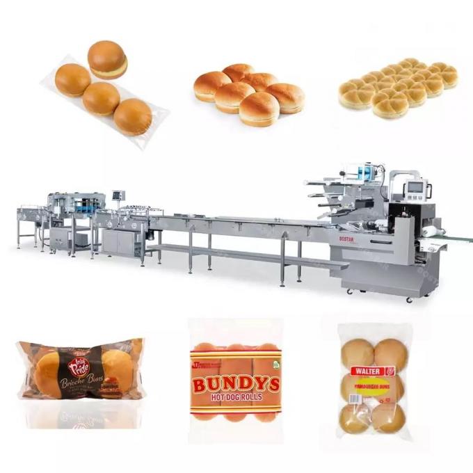 Multifunction Bakery Food Automatic Feeding Line Burger Bun Hot Dog Hamburger Packaging Machine
